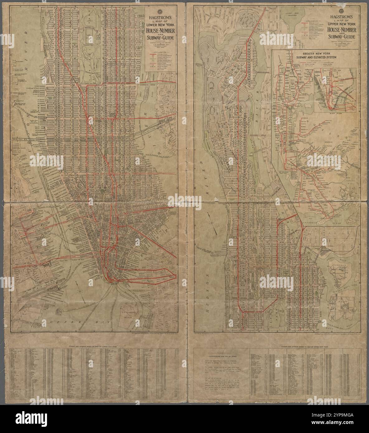 Map of New York City (Manhattan) with house number guide, subway ...