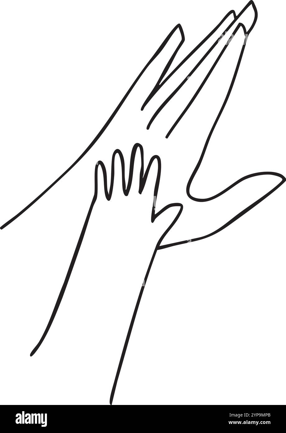 Adult and child's hands line drawing illustration. Help Concept Stock ...