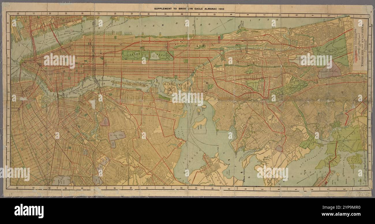 Hammond's new guide map of Manhattan and the Bronx 1910 Stock Photo - Alamy