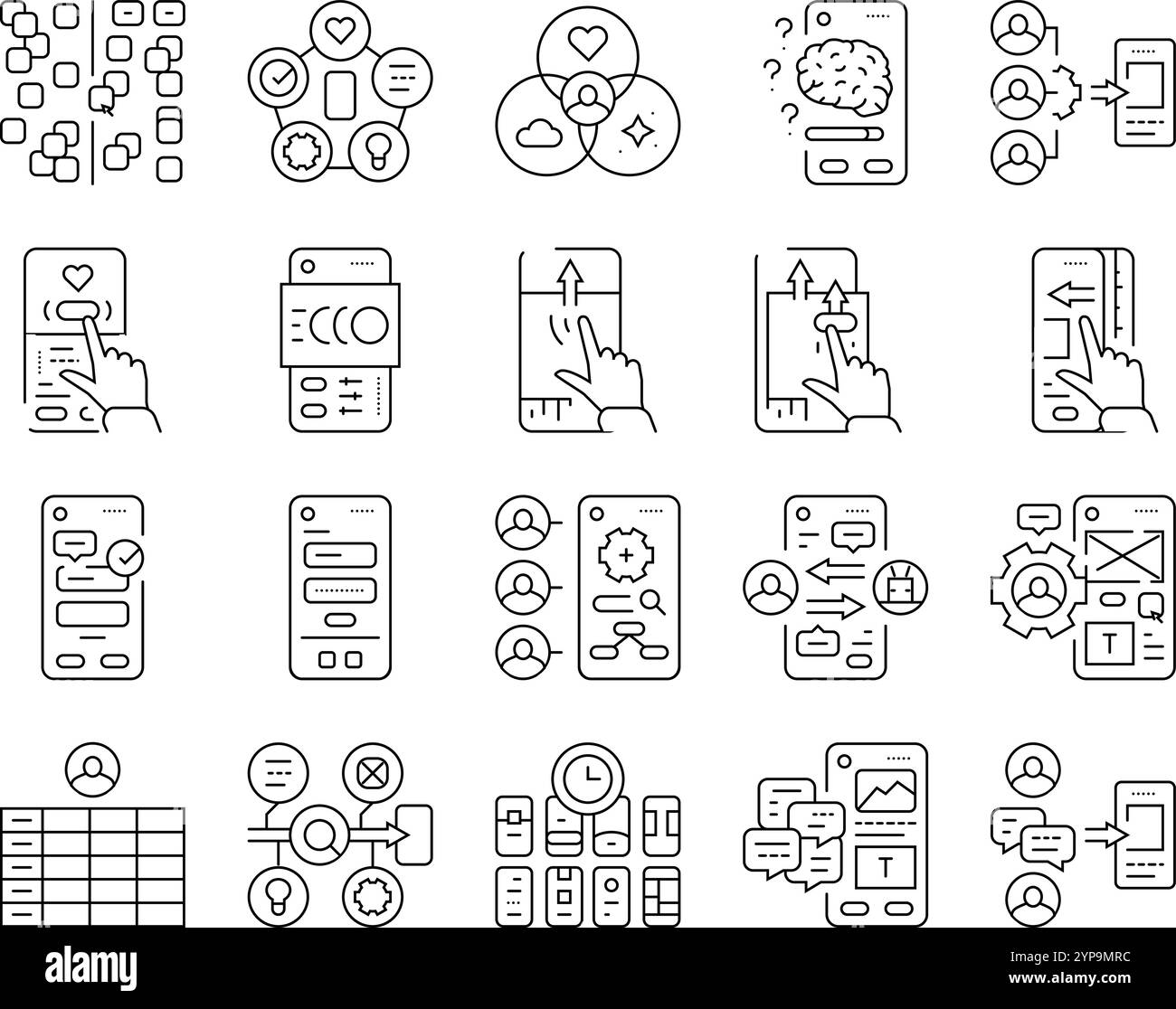 Ui Ux Digital Develop Code App Icons Set Vector Stock Vector Image