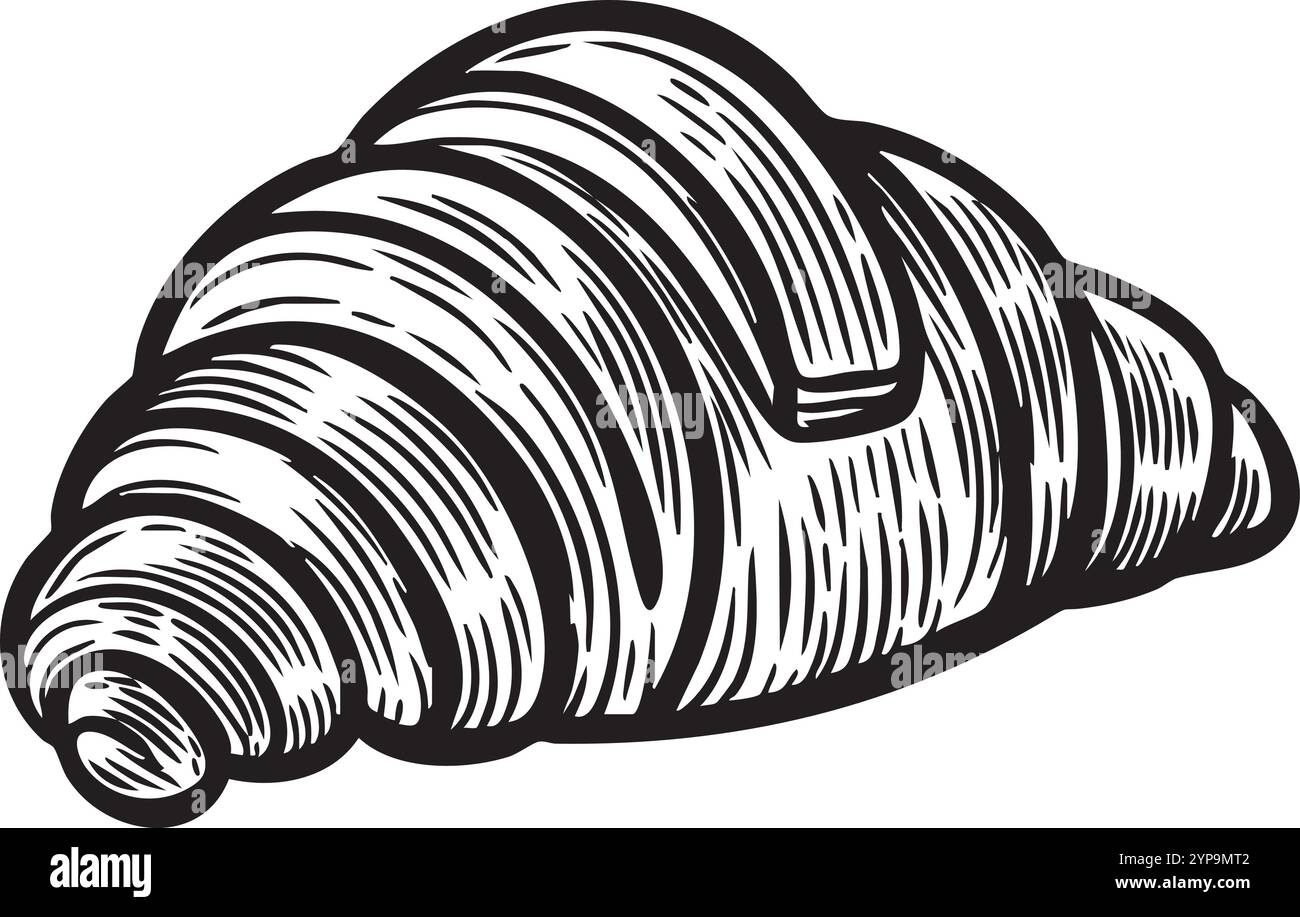 Classic Croissant Line Drawing Vector Illustration Stock Vector Image ...