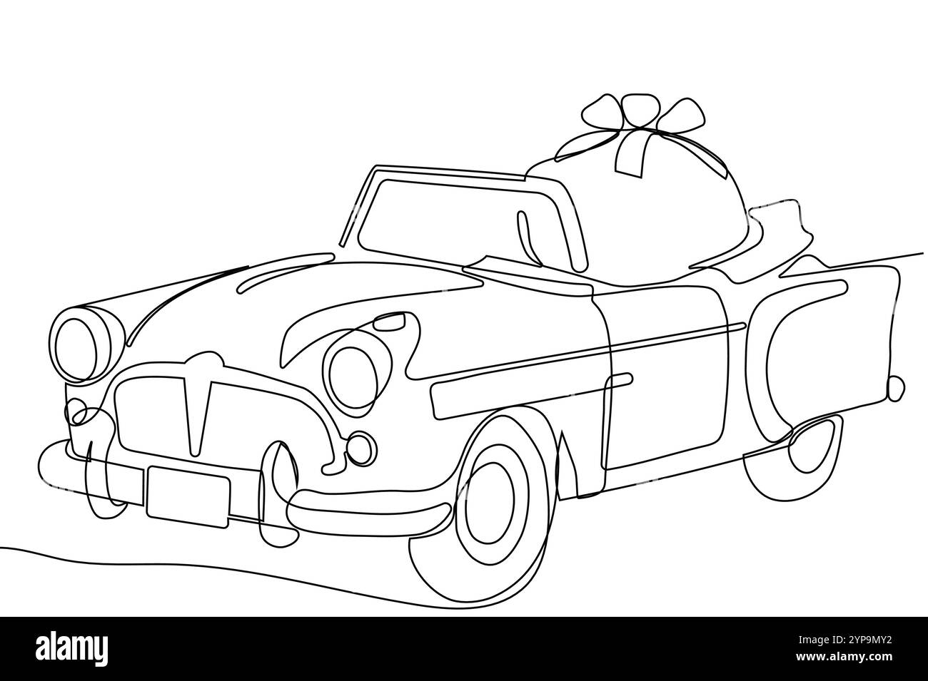 Vector hand drawn Christmas concept sketch. Santa Claus driving car ...