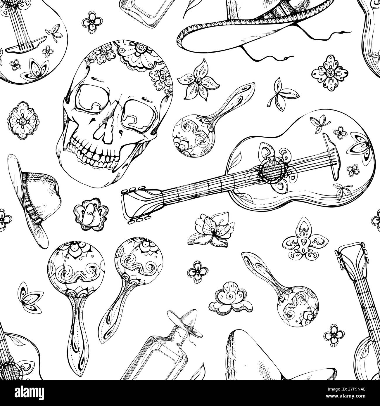 Mariachi Instruments Drawing