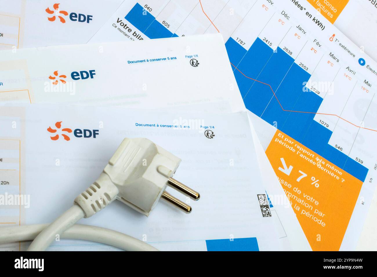 Utility bills and energy usage reports displayed in an organized layout ...