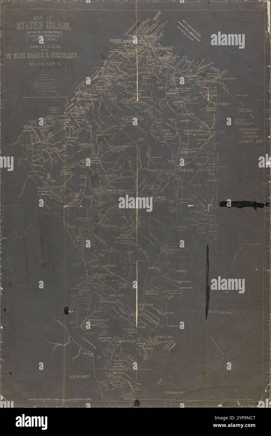 Map of Staten Island (Motanucke, Monocknong, Aquehonga, Eghqueous ...