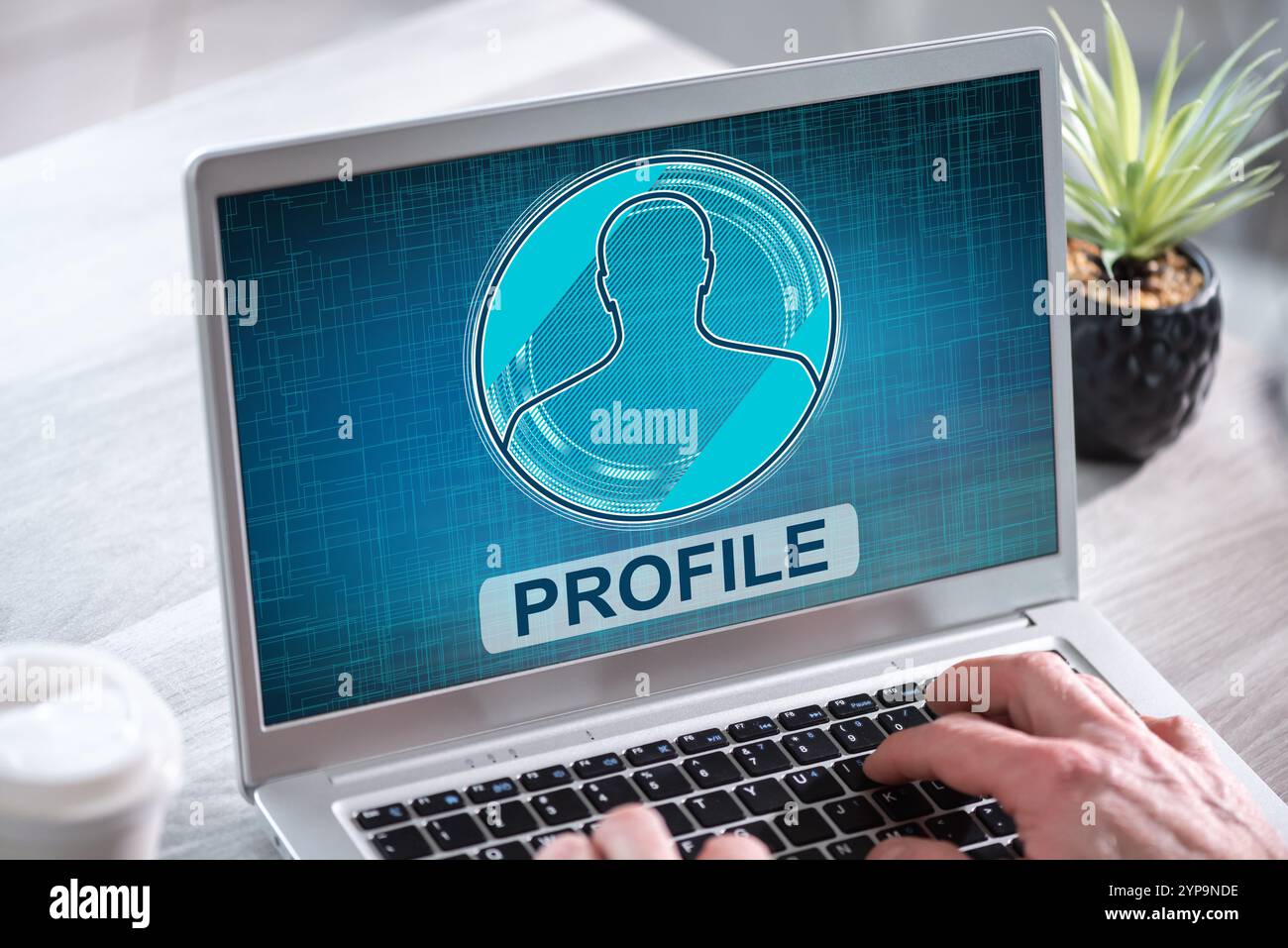 Laptop screen displaying a profile concept Stock Photo - Alamy