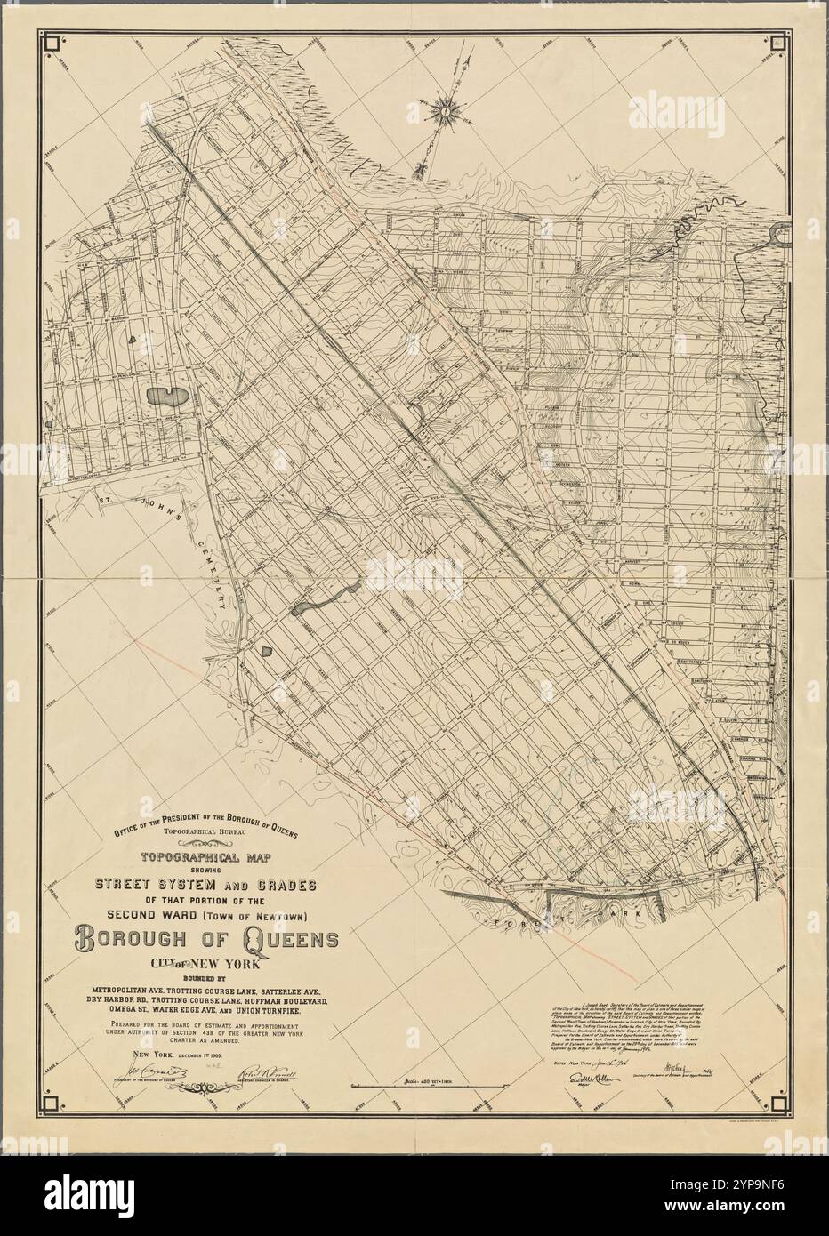 Topographical map showing street system and grades of that portion of ...