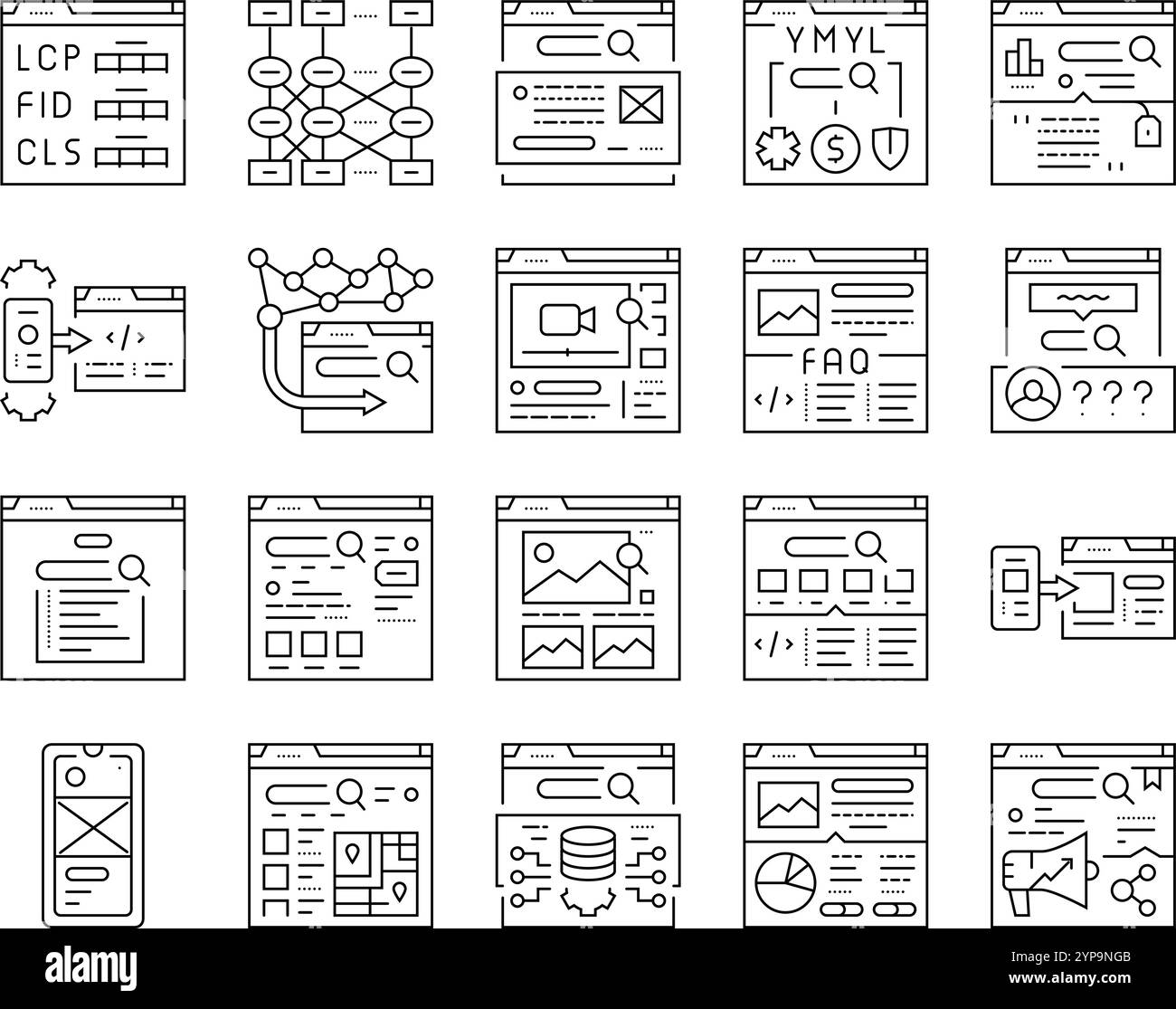 seo digital optimization strategy icons set vector Stock Vector Image ...