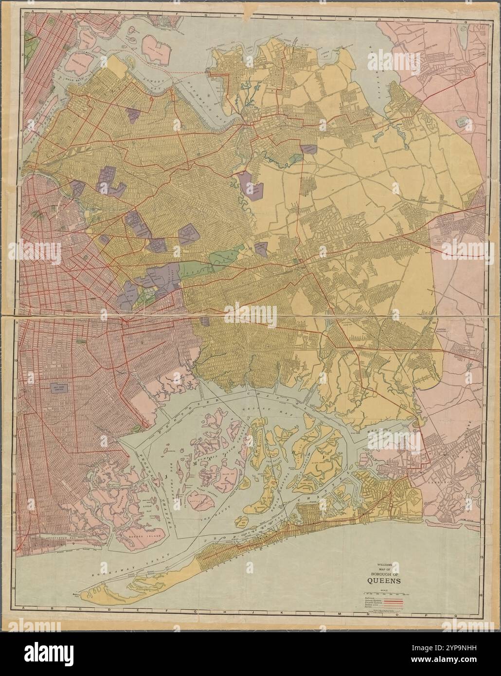 Map of borough of Queens 1917 by Williams Map & Guide Co Stock Photo ...