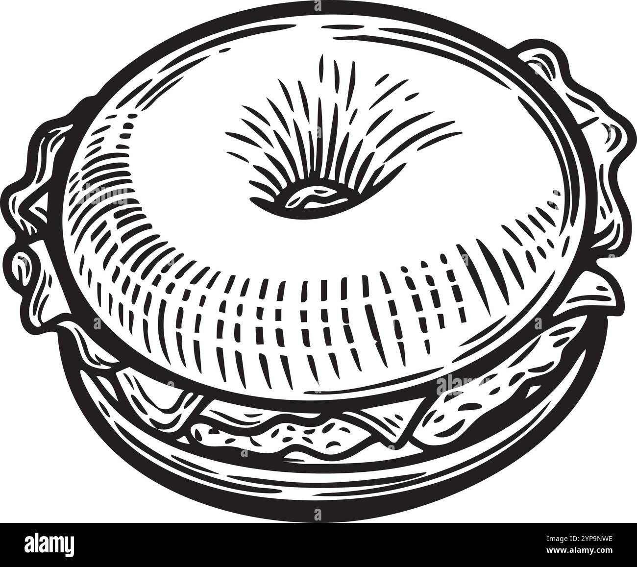 Bagel illustration in line drawing style isolated on white background ...