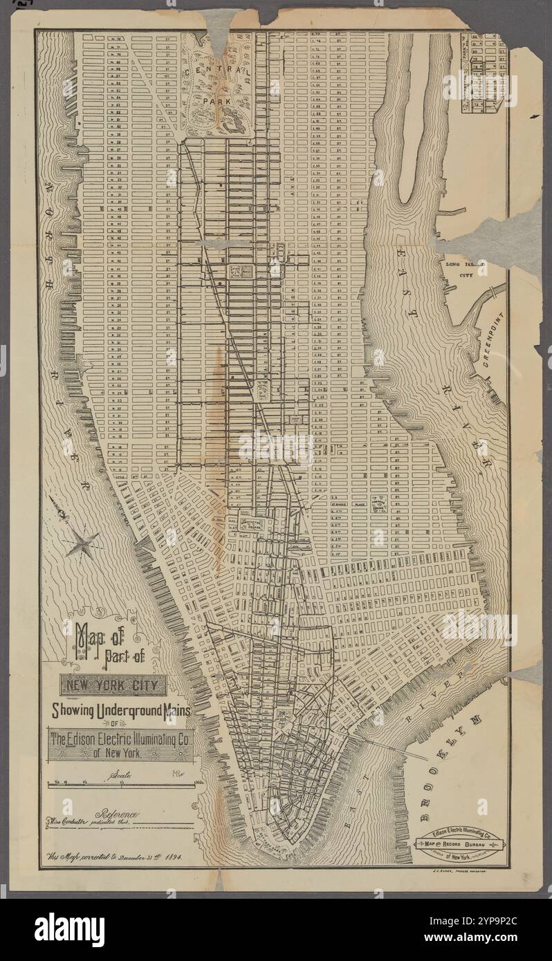 Map of part of New York City: showing underground mains of the Edison ...