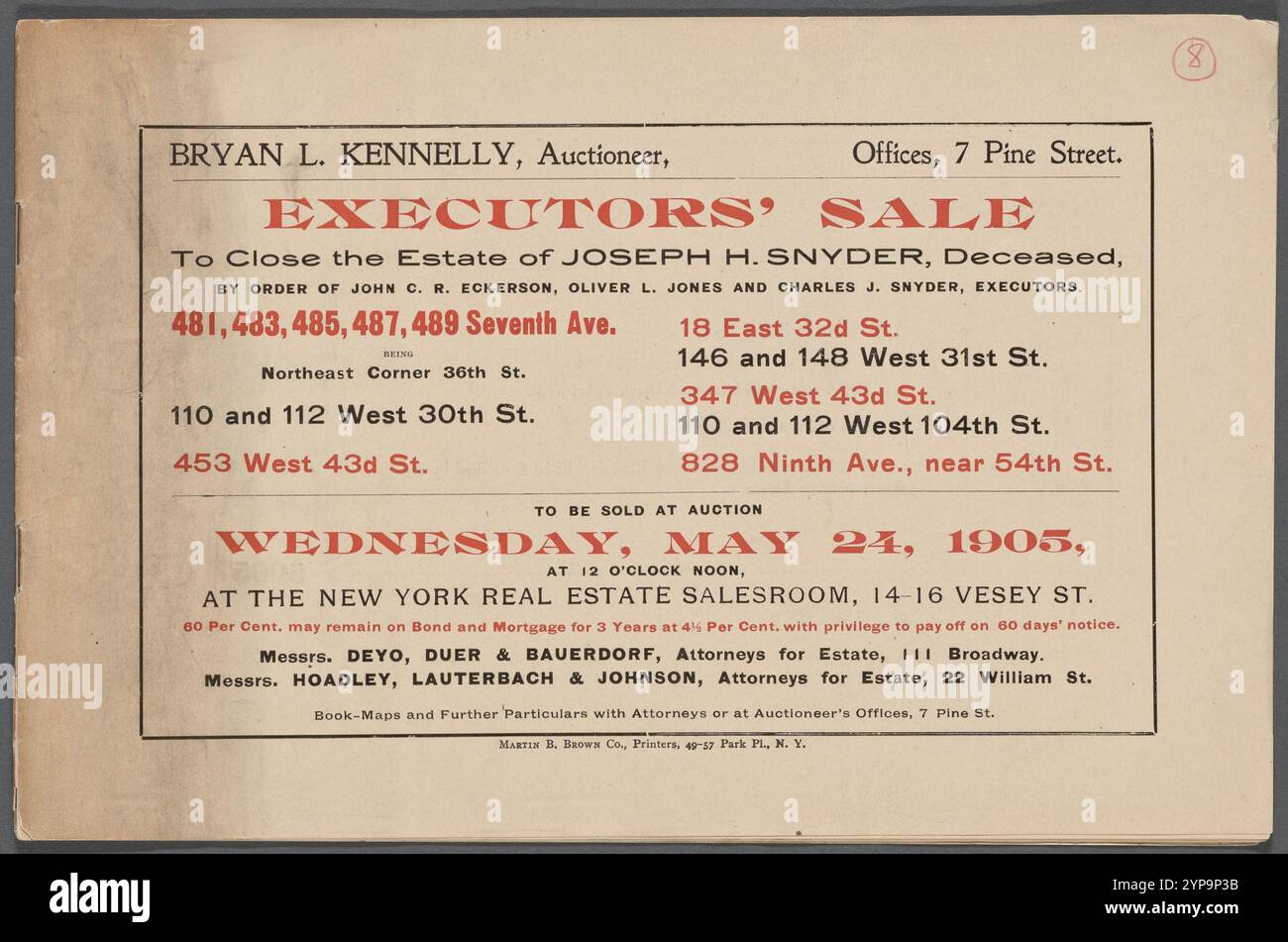 Executor's Sale to Close the Estate of Joseph H Snyder, Deceased, by ...