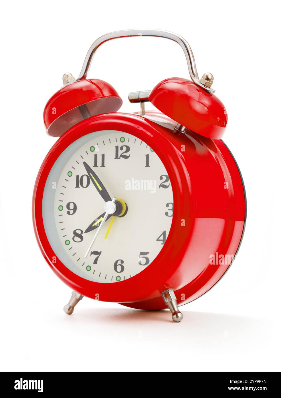 Old-fashioned alarm clock on white background Stock Photo - Alamy