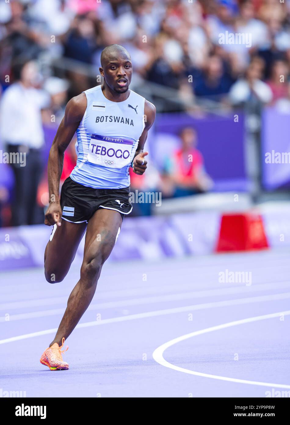 Letsile Tebogo participating in the 200 meters at the Paris 2024 ...