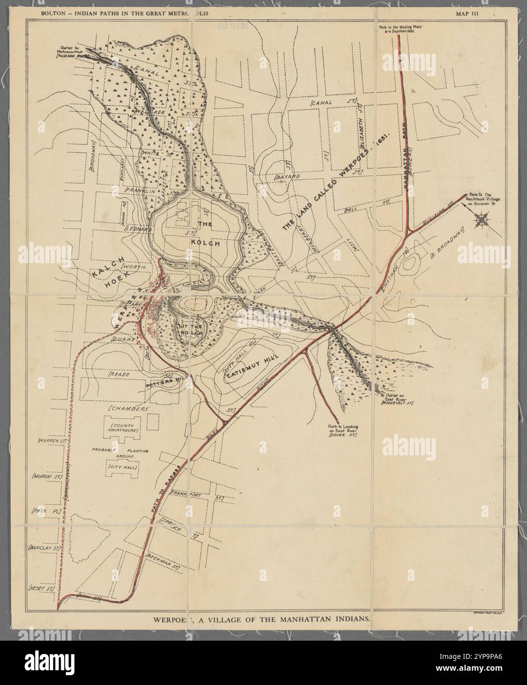 Werpoes, a village of the Manhattan Indians, Map III 1912 by A.R. Ohman ...