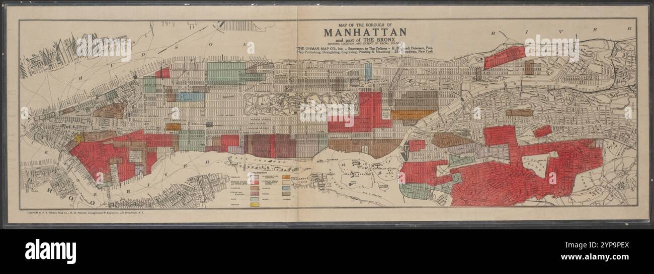 Map of the borough of Manhattan and part of the Bronx showing location ...