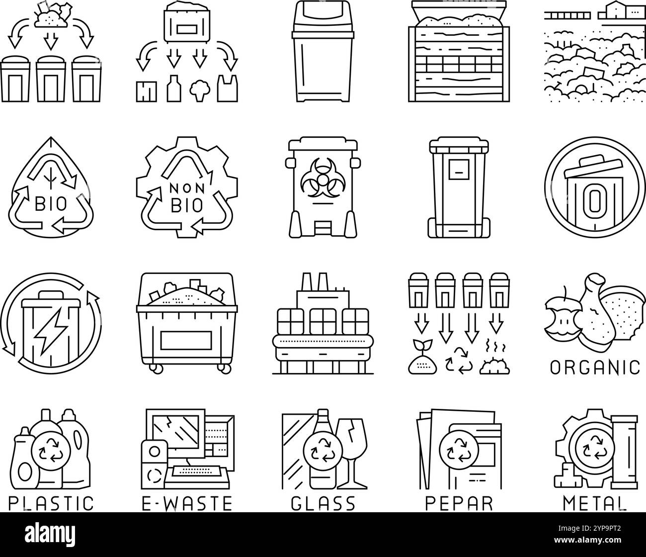 waste sorting garbage plastic icons set vector Stock Vector Image & Art - Alamy