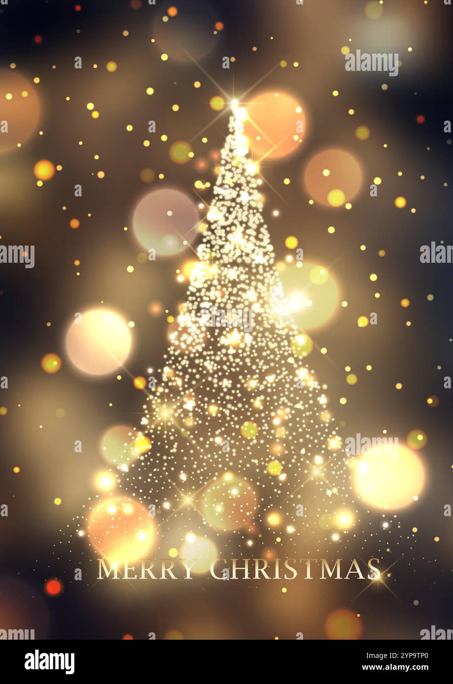 Christmas background with a sparkling gold Christmas tree design Stock ...
