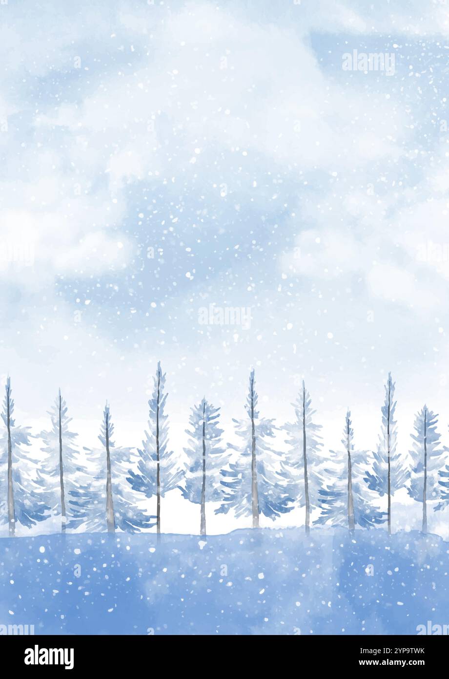 Hand painted watercolour Christmas tree landscape background design ...