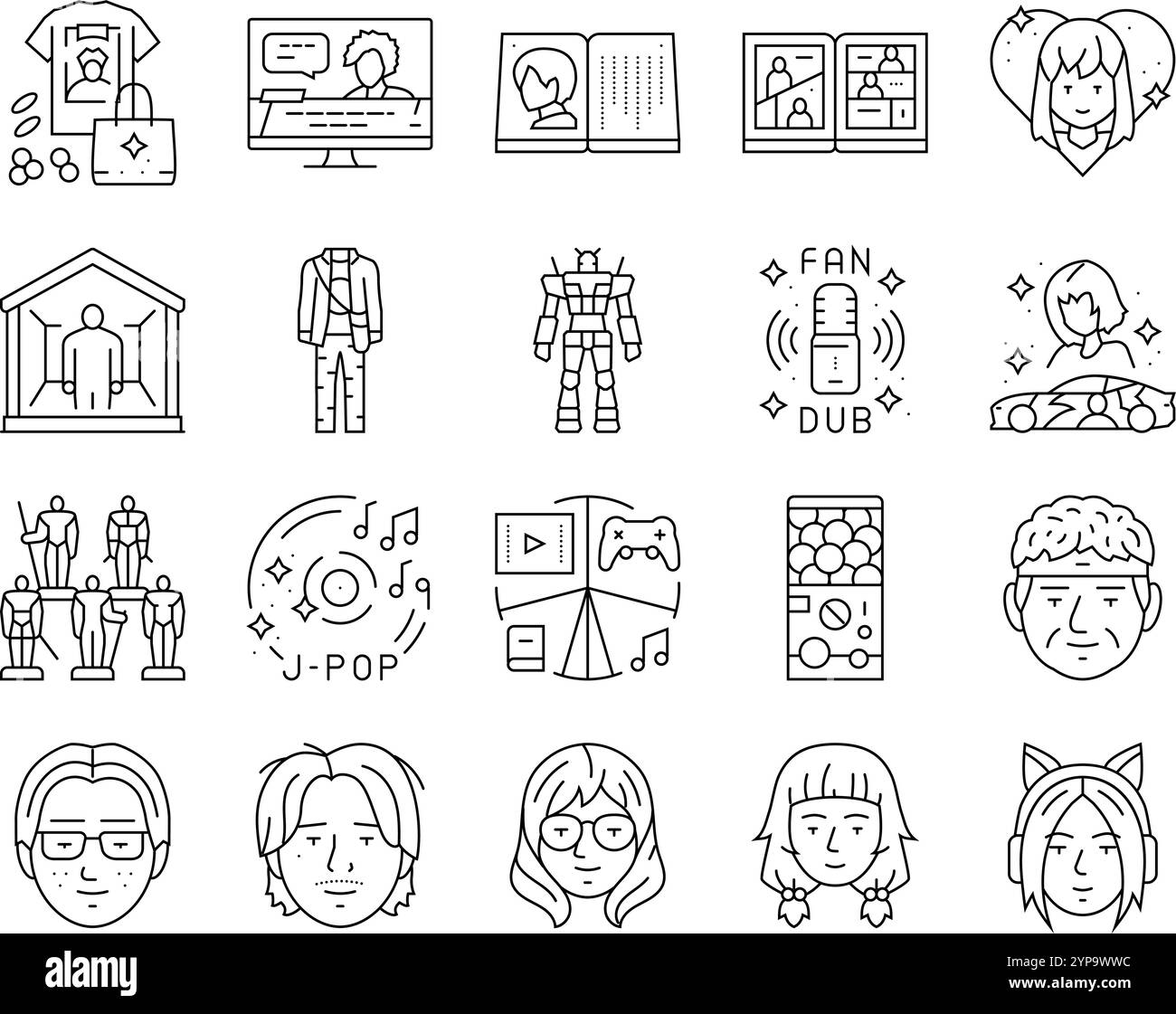 otaku anime manga eyes icons set vector Stock Vector Image & Art - Alamy