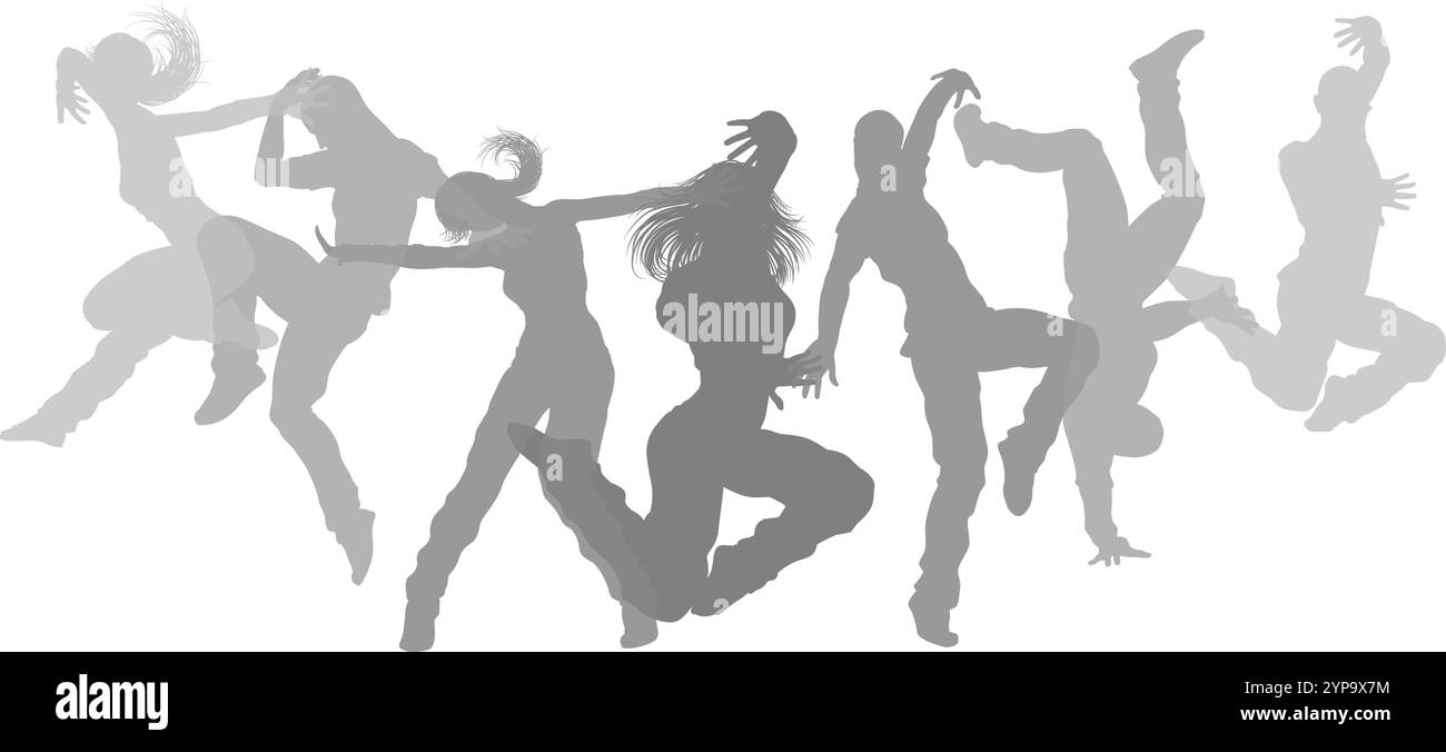 Dancers Silhouette Street Dance Poses Silhouettes Stock Vector Image ...