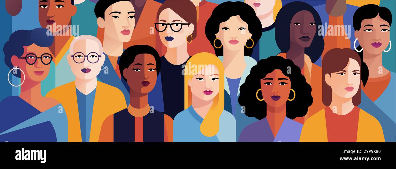 Illustration of Diverse Women Crowd Group Stock Vector Image & Art - Alamy