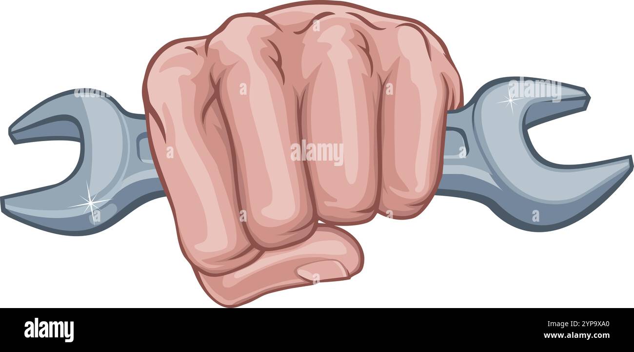 Spanner Wrench Fist Hand Comic Pop Art Cartoon Stock Vector Image & Art ...