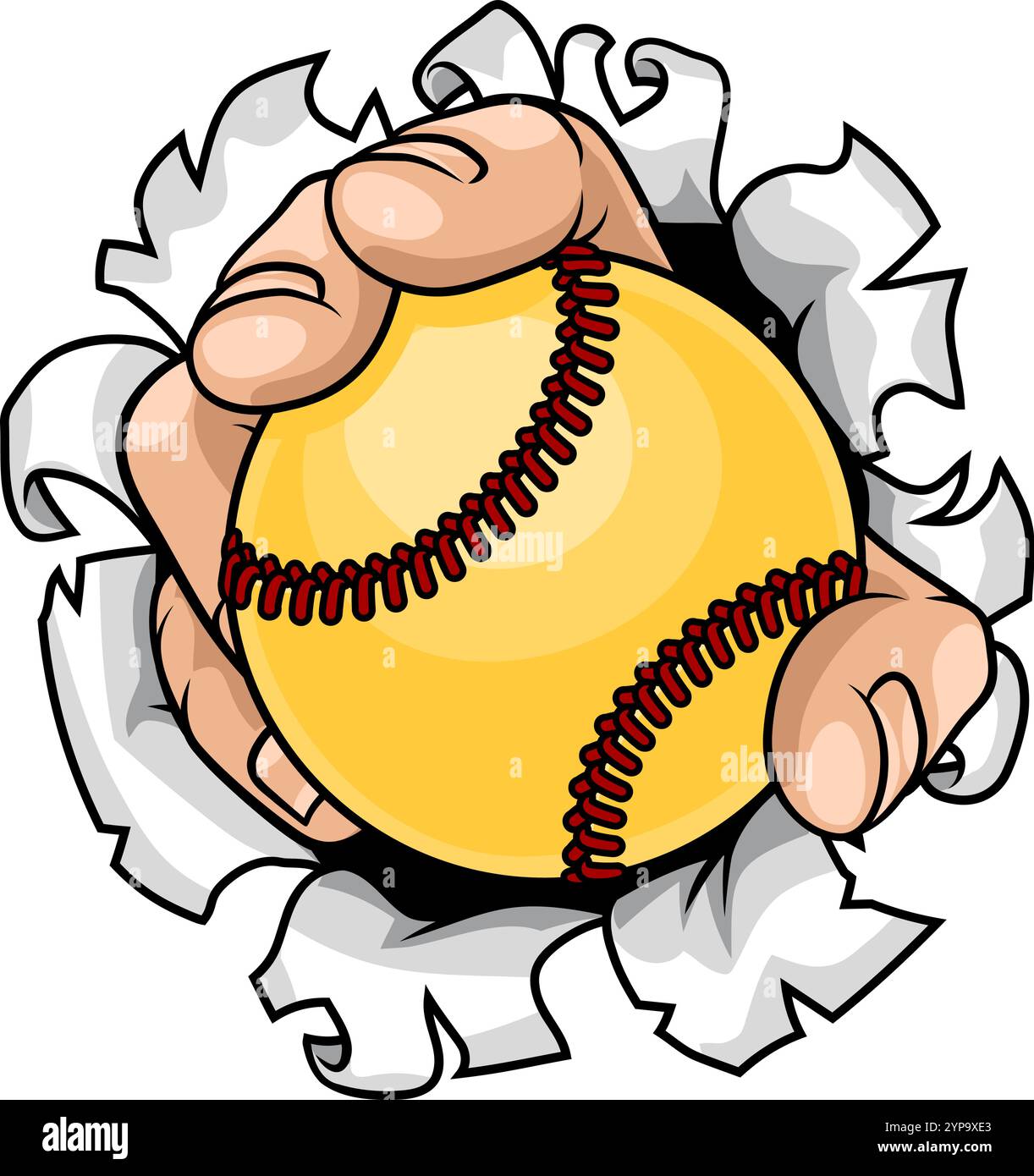 Hand Mascot Holding Softball Ball Stock Vector Image & Art - Alamy