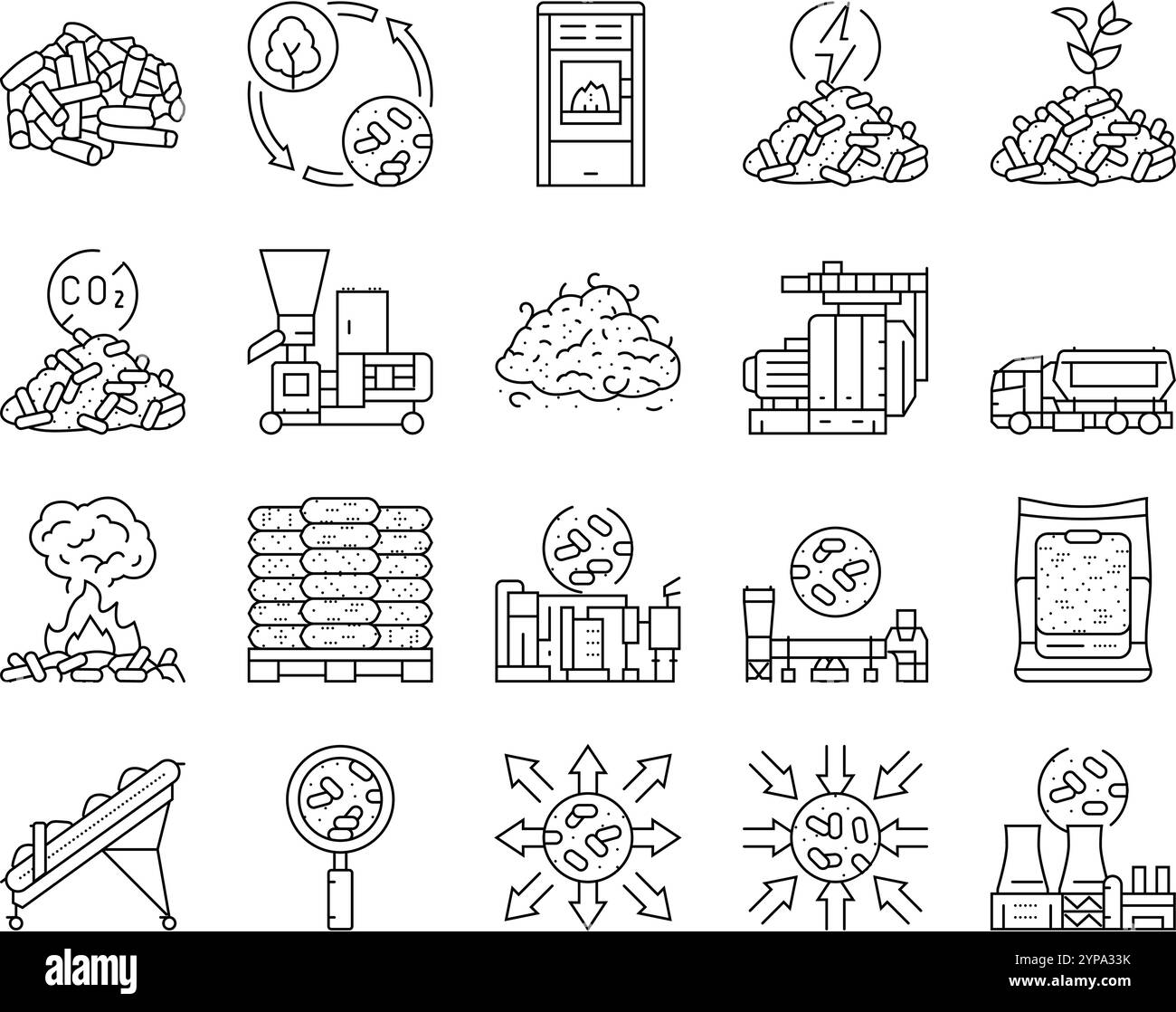 wood pellets timber plywood icons set vector Stock Vector Image & Art ...