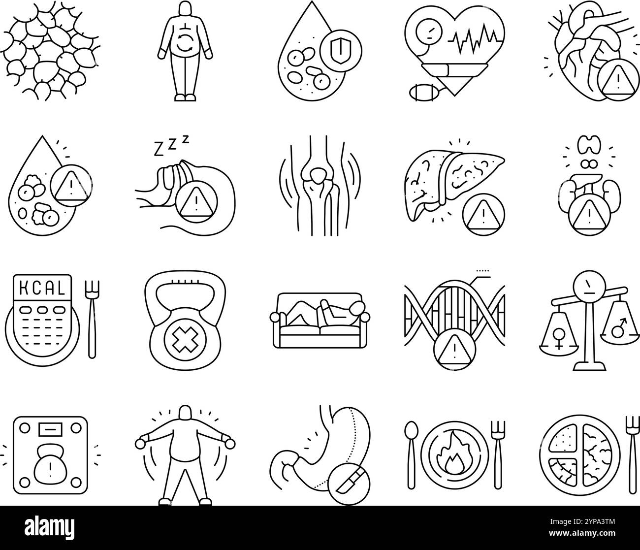 obesity overweight fat obese icons set vector Stock Vector Image & Art ...