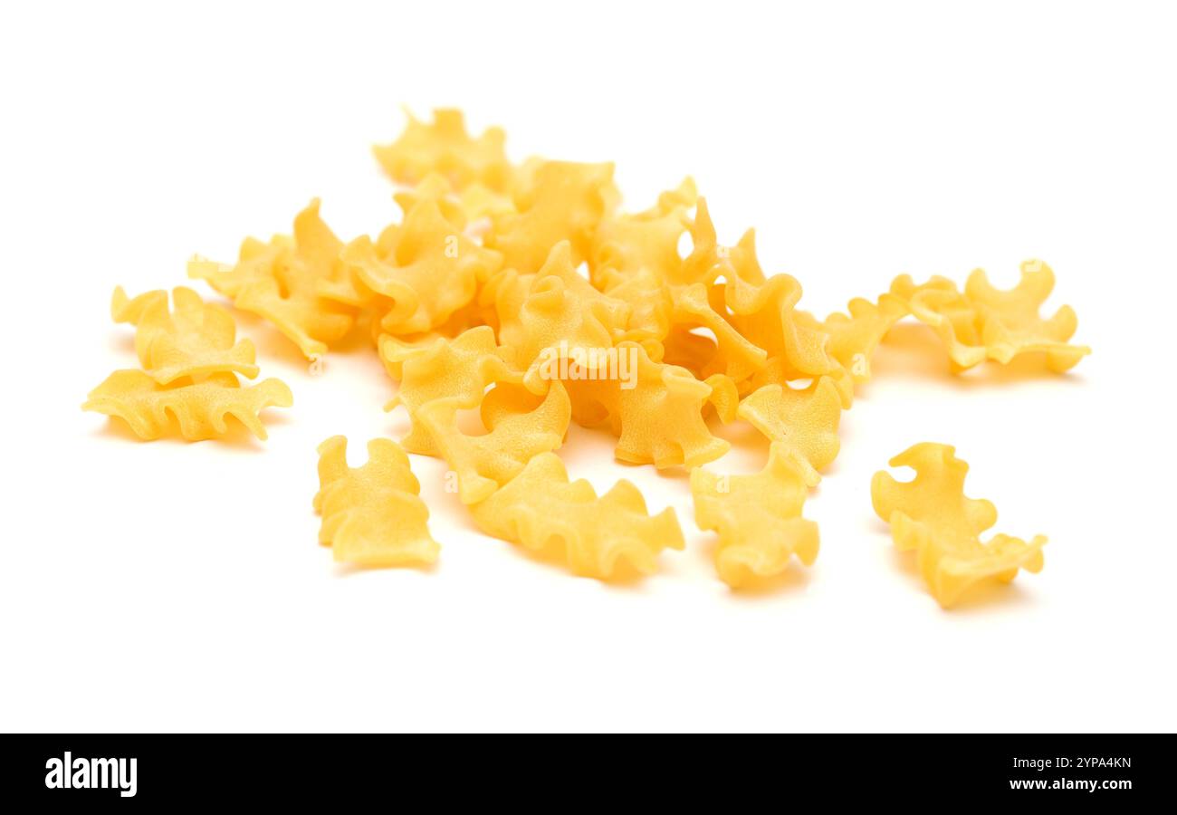 Mafalda ribbon shaped dry pasta, isolated on white background Stock ...