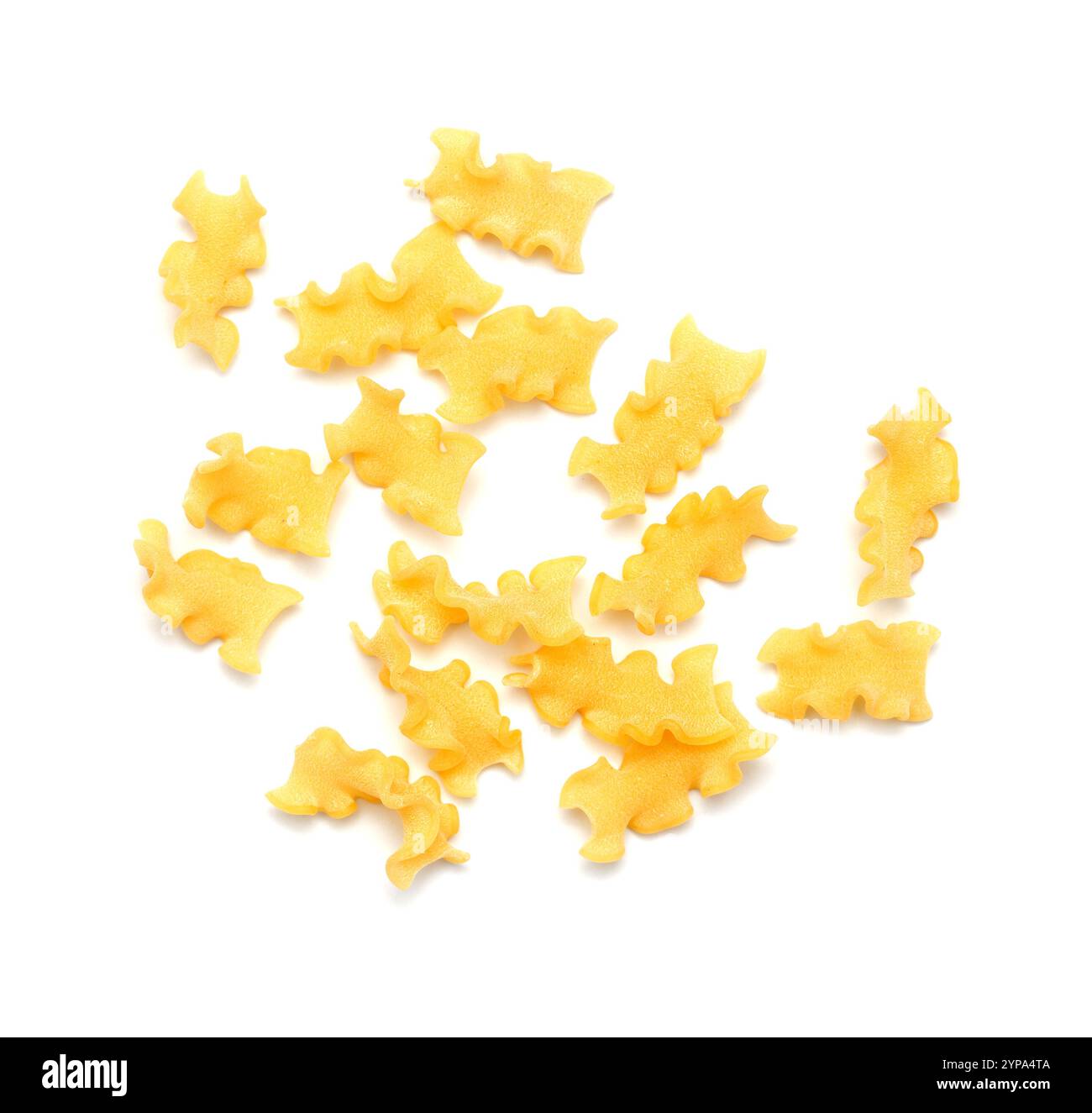 Mafalda ribbon shaped dry pasta, isolated on white background Stock ...