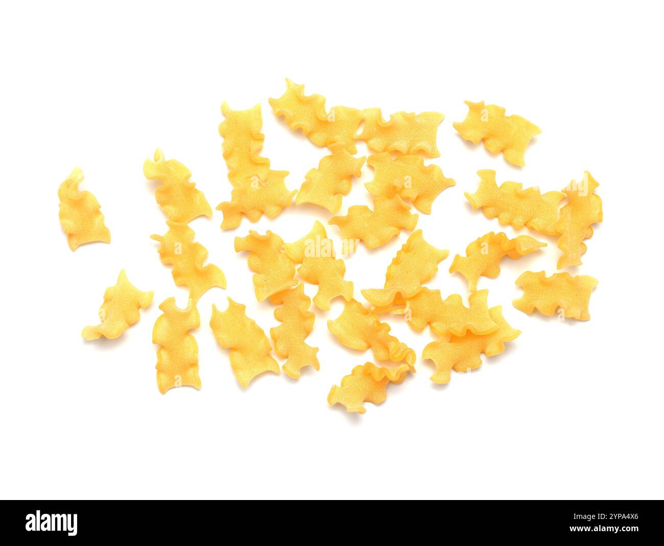 Mafalda ribbon shaped dry pasta, isolated on white background Stock ...