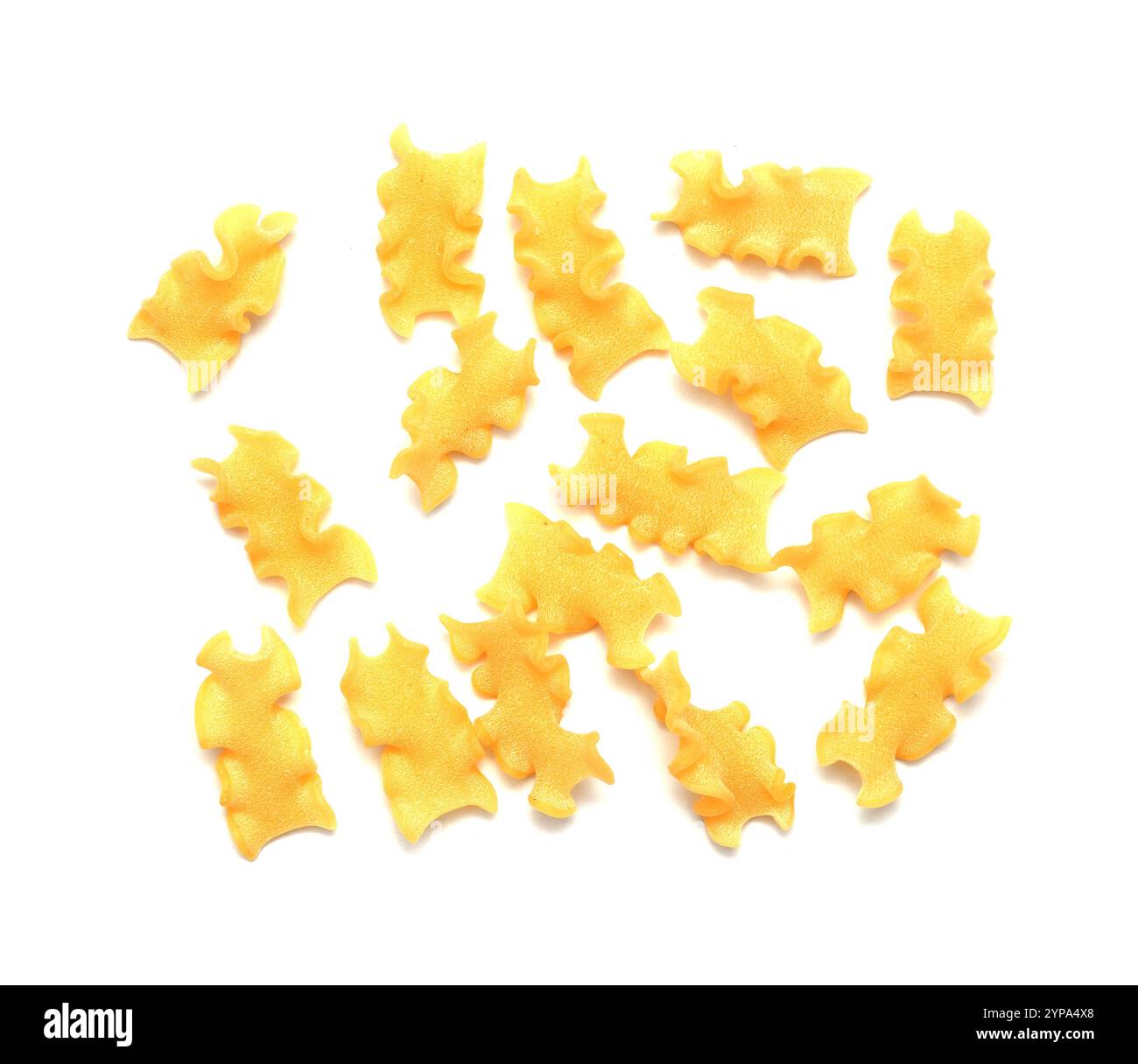 Mafalda ribbon shaped dry pasta, isolated on white background Stock ...