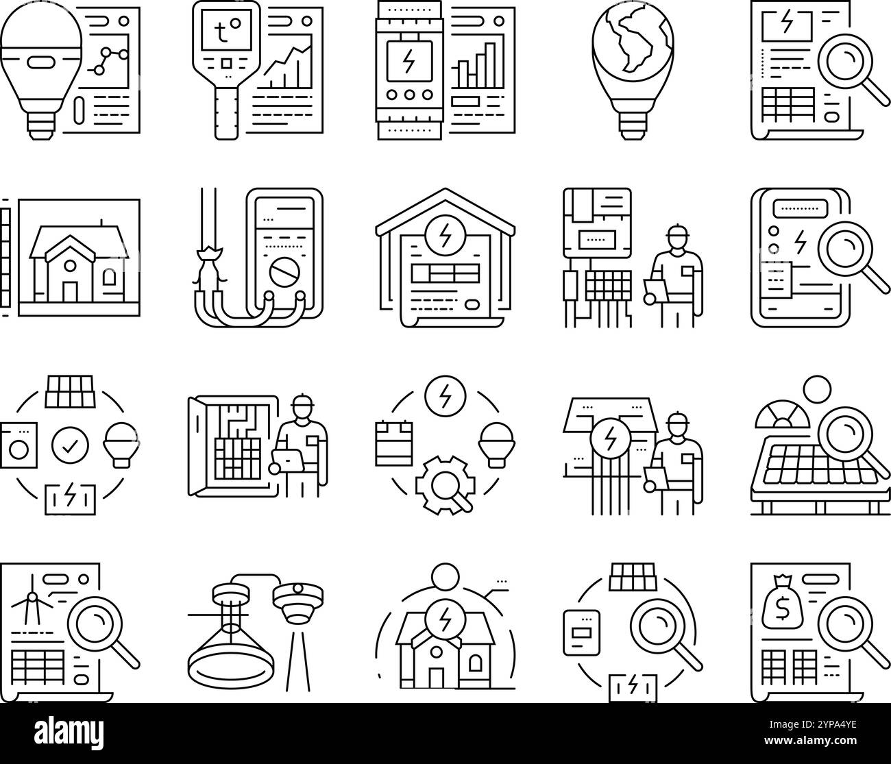 energy audit electricity building icons set vector Stock Vector Image ...