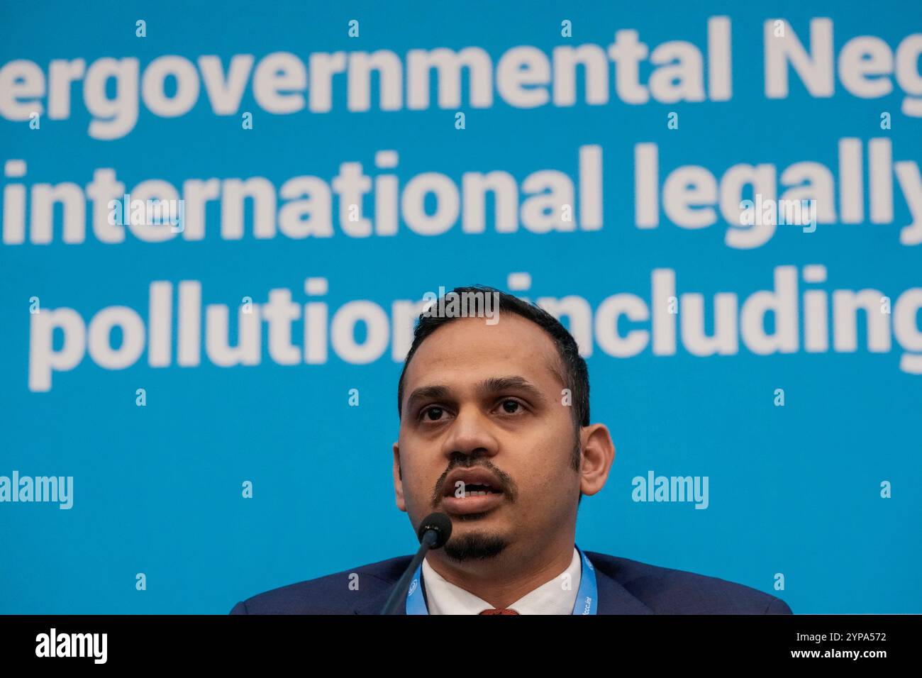 Sivendra Michael, Permanent Secretary for Environment and Climate Change of Fiji, speaks during ...
