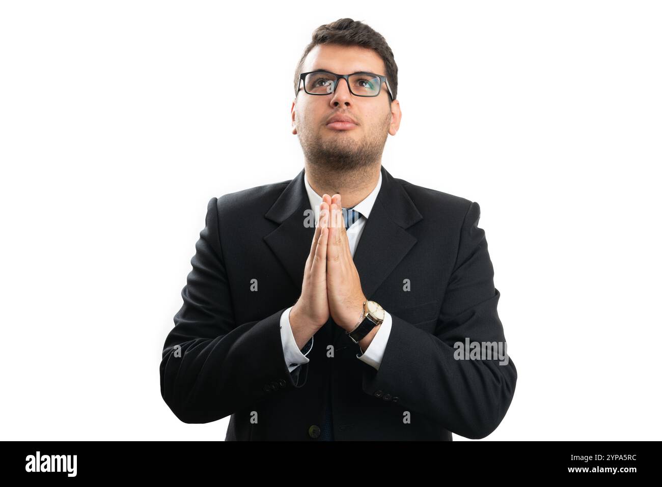 Faithful male entrepreneur or businessman wearing office smart suit ...