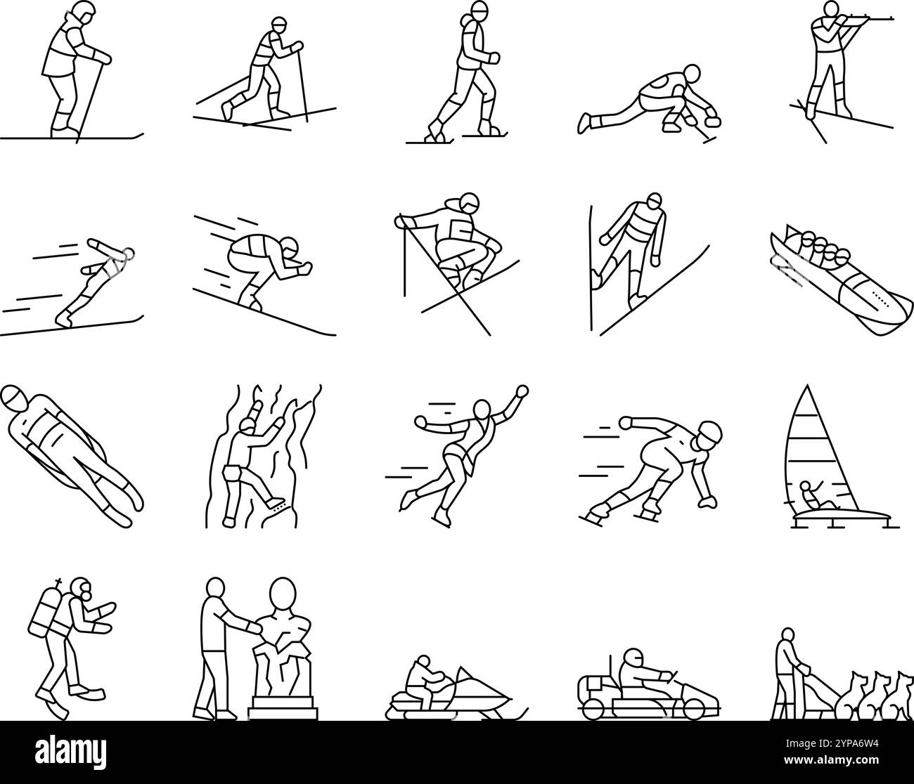 winter sport ski snow jump icons set vector Stock Vector Image & Art ...