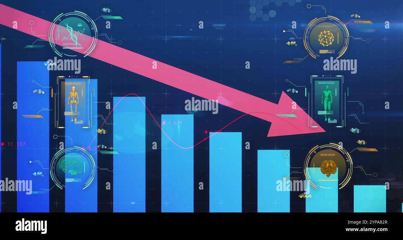 Image of science data processing over diagrams Stock Photo - Alamy