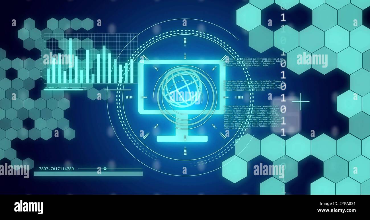 Image of science data processing over computer icon and diagrams Stock ...
