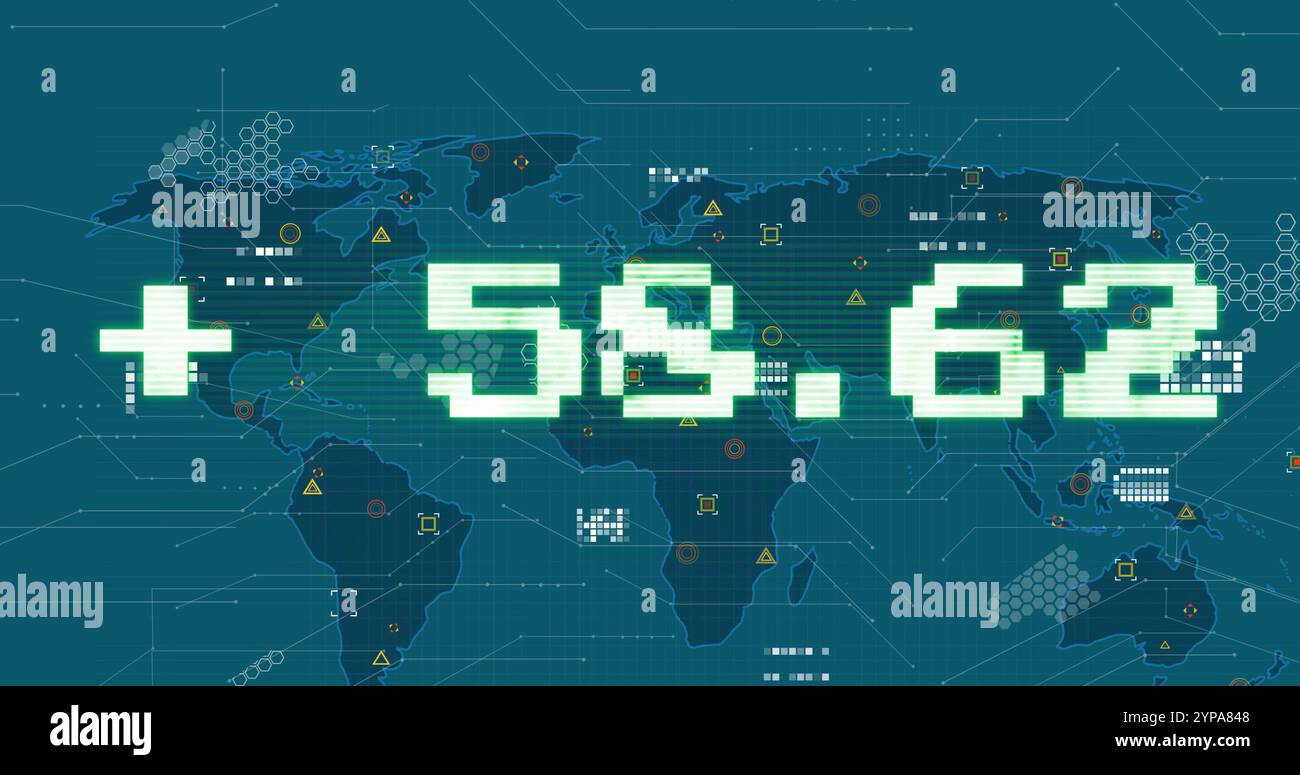 Image of stock market and connections over world map Stock Photo - Alamy
