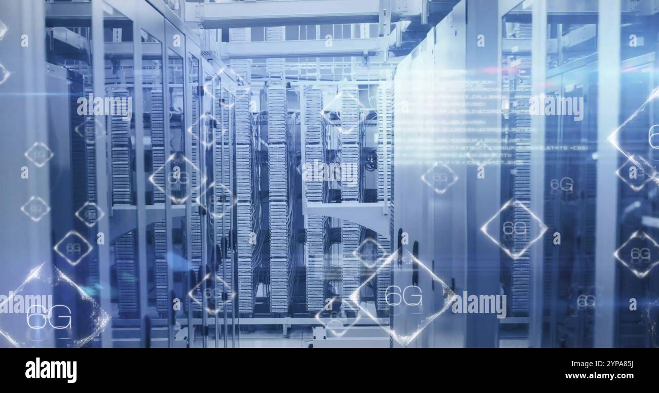 Image of 6g text and data processing over computer servers Stock Photo ...