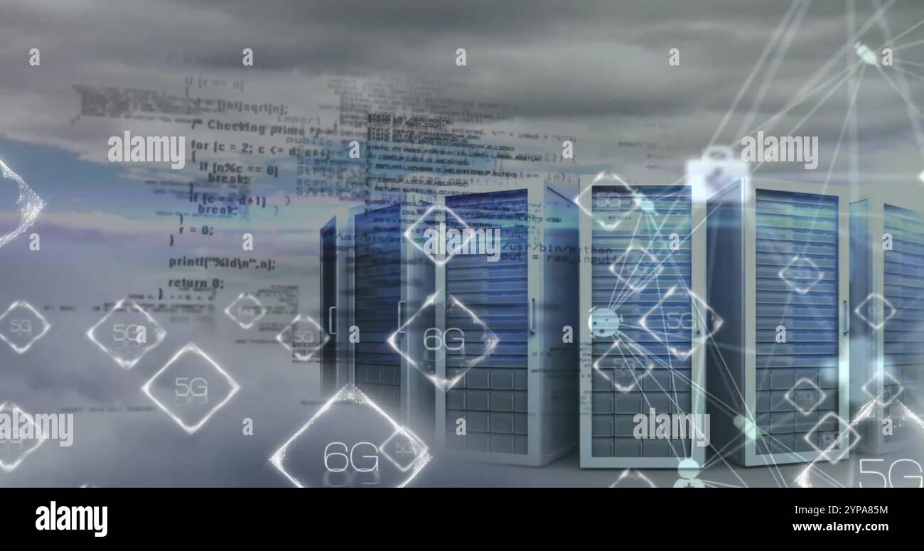 Image of 6g text, data processing over computer servers Stock Photo - Alamy