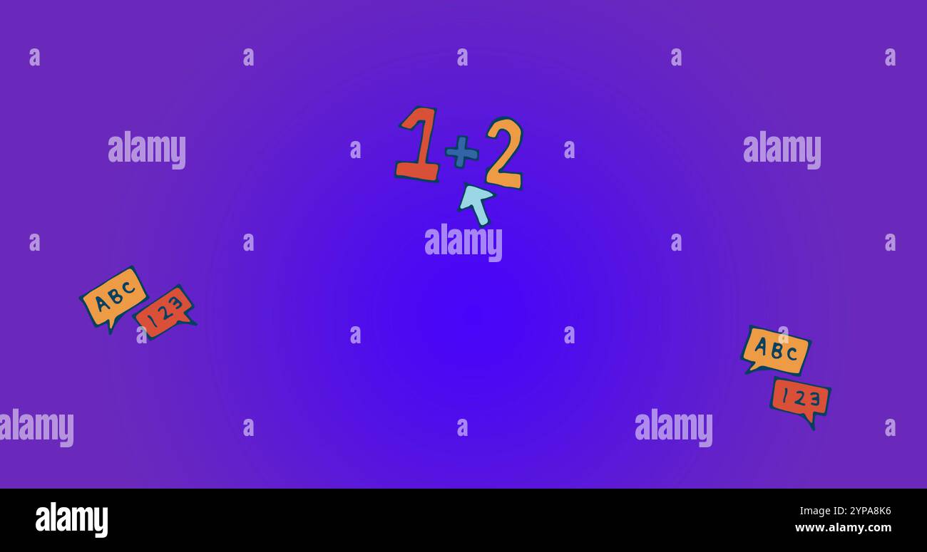 Image of letters and numbers text on purple background Stock Photo - Alamy