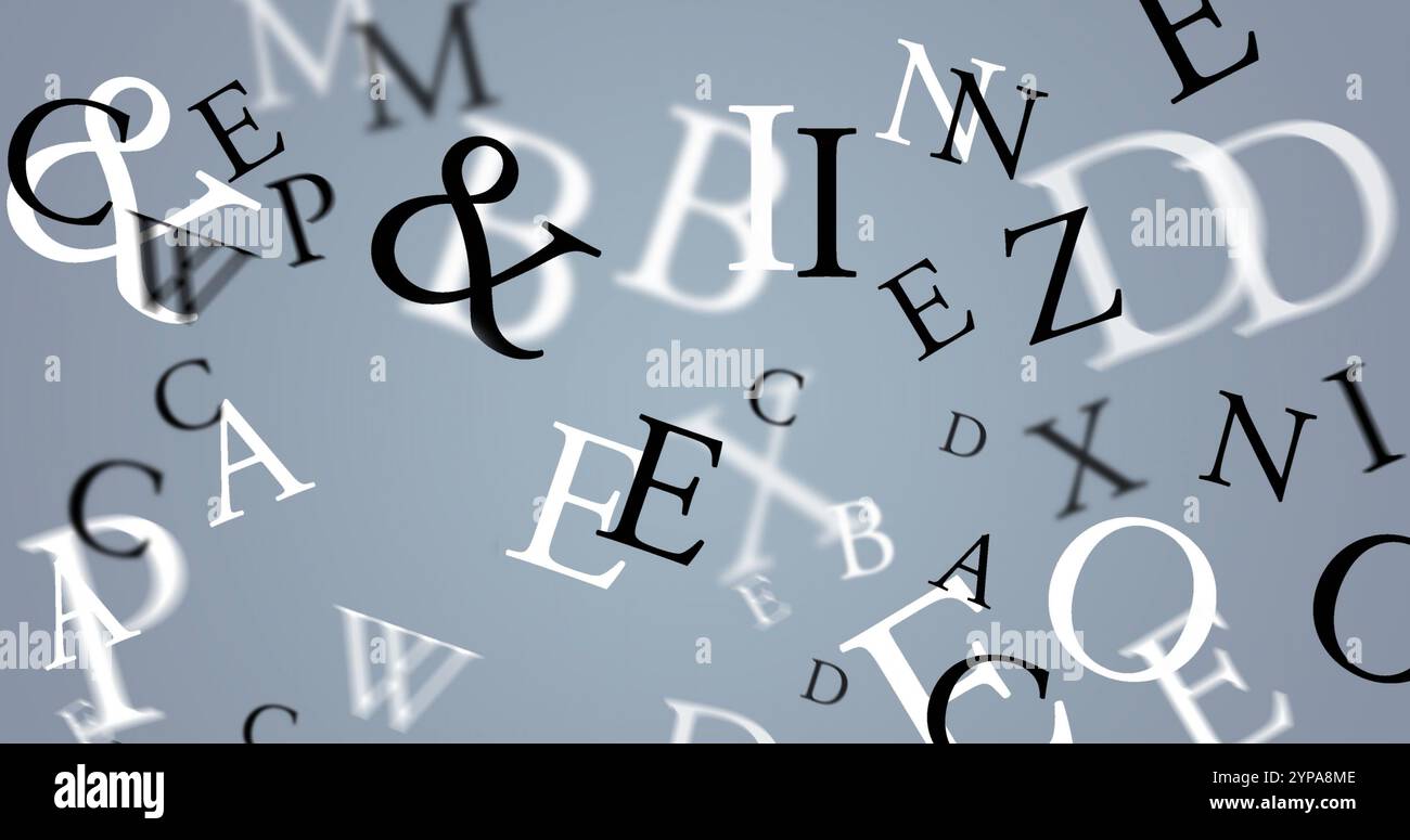 Image of english letters on grey background Stock Photo - Alamy