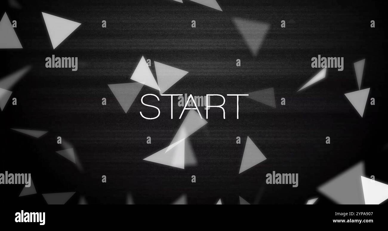 Image of start text over triangles and connections Stock Photo - Alamy