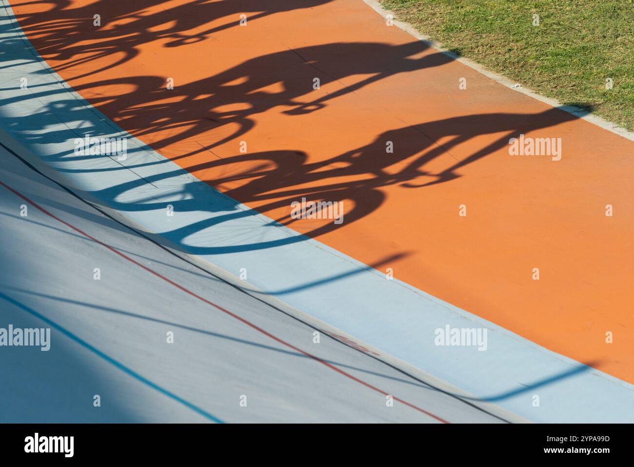 Cast Shadow of a Cyclist on the Velodrome Stock Photo - Alamy