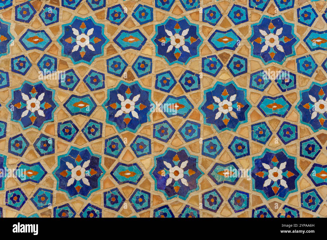 A blue and white patterned tile floor Stock Photo - Alamy