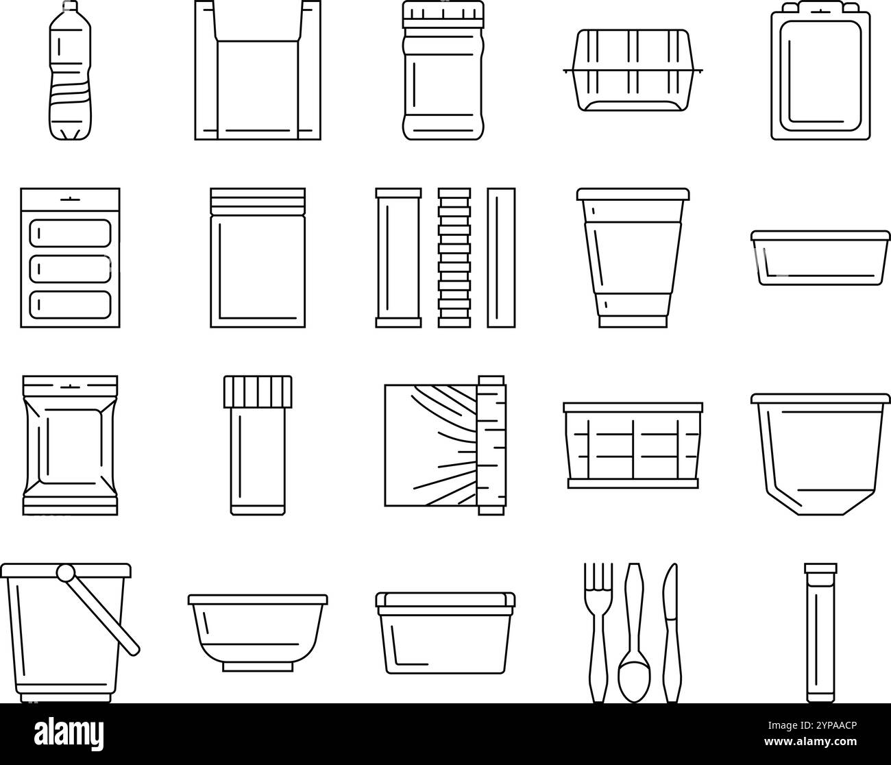 plastic packaging food container icons set vector Stock Vector Image ...