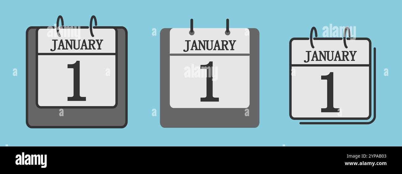 calendar designs with january 1st day of the month new year highlighted ...